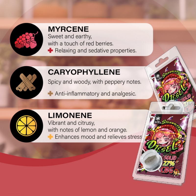 SOLID CBG 27% STRAWBERRY DIESEL 1G | SOLID CBD AND CBG | PLANTOFLIFE